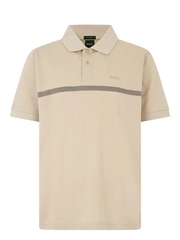 BOSS Short Sleeve Polo With Logo - Beige