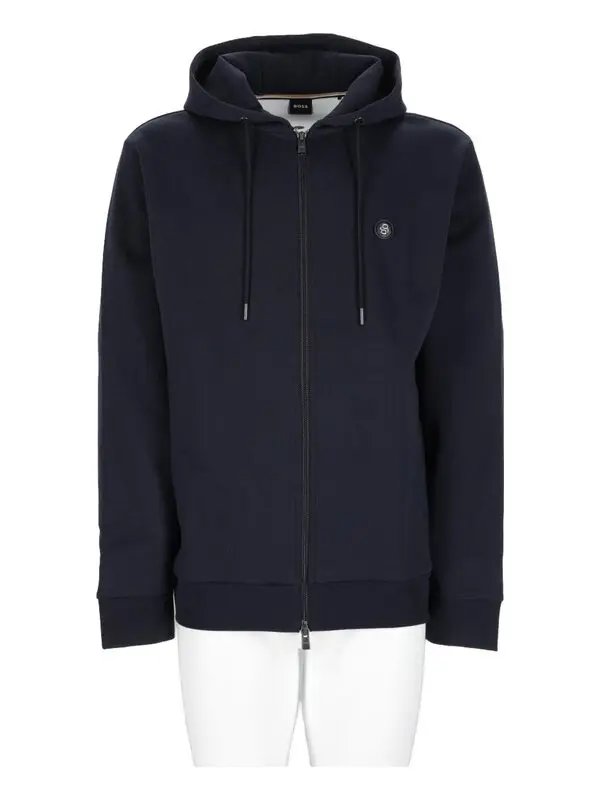 BOSS Zip-up Hooded Sweatshirt With Drawstring - Multicolour