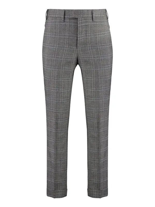 PT TORINO Plaid Virgin Wool Trousers - Grey