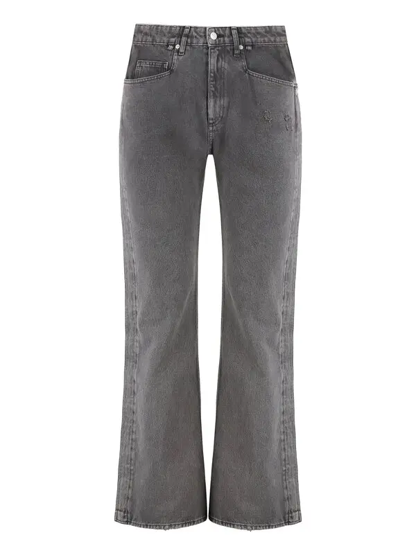 EZR Five-pocket Jeans With Localized Ripping - Grey