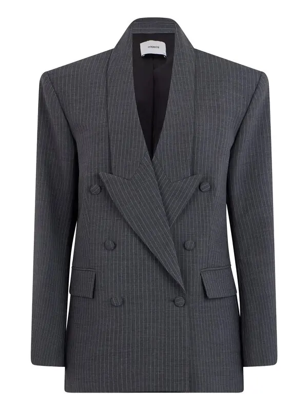 Coperni Double-breasted Pinstripe Blazer - Grey