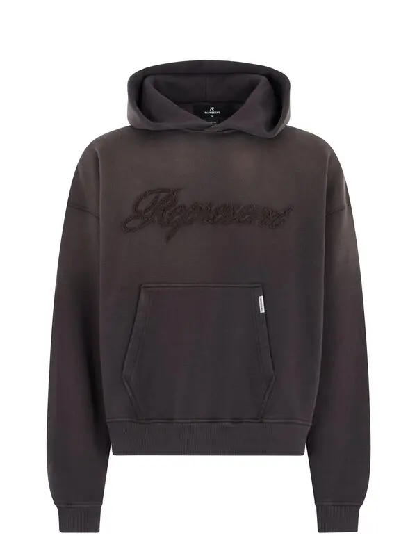 REPRESENT Embroidered Hoodie With Faded Effect - Grey