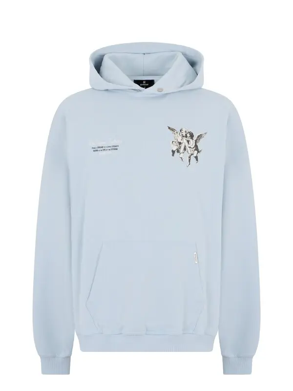 REPRESENT Cherubs Print Casual Hoodie - Light Blue