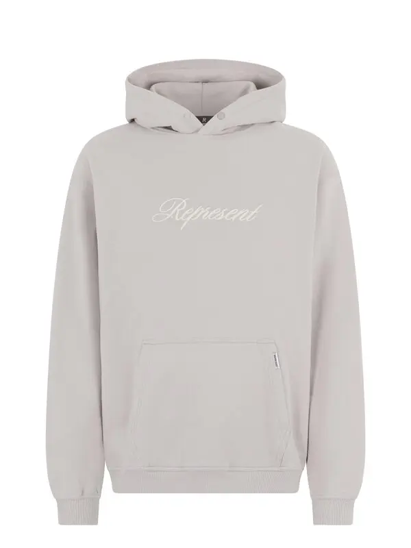 REPRESENT Hooded Script Logo Sweatshirt Perfect Fit For Everyday Wear - Grey
