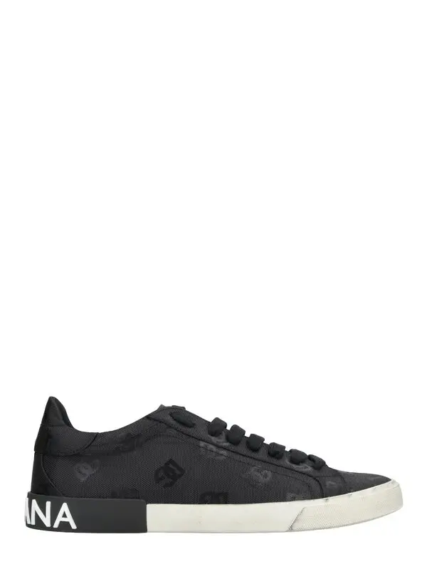Dolce & Gabbana Portofino All-over Logo Sneakers - Black