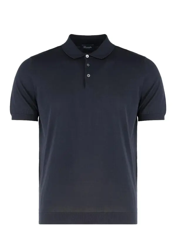 DRUMOHR Knitted Cotton Polo Shirt - Blue