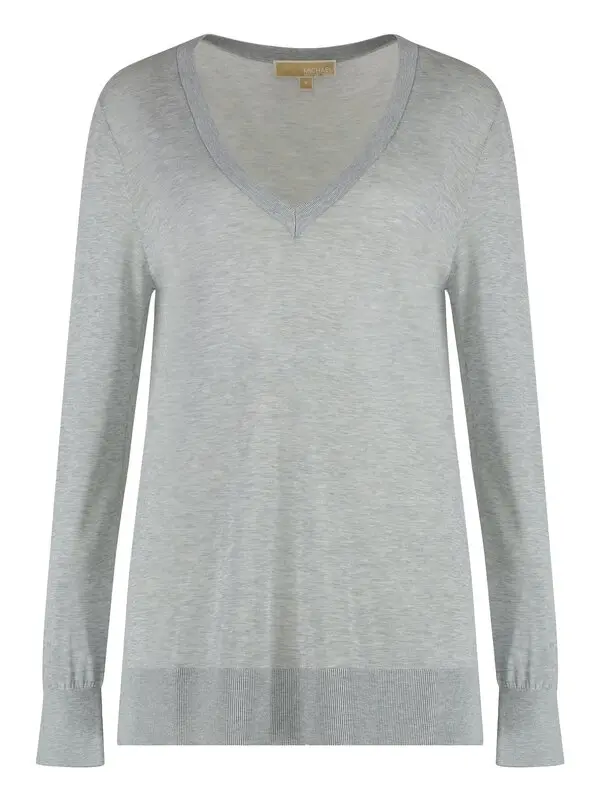 Michael Kors Fine-knit V-neck Sweater - Grey