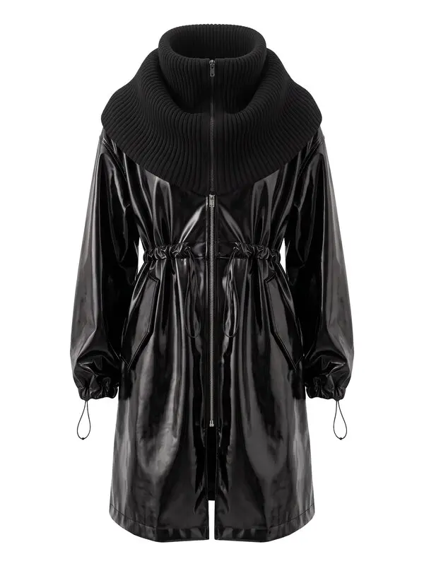 Bottega Veneta Lambskin Jacket With Ribbed Collar And Drawstring Waist - Black
