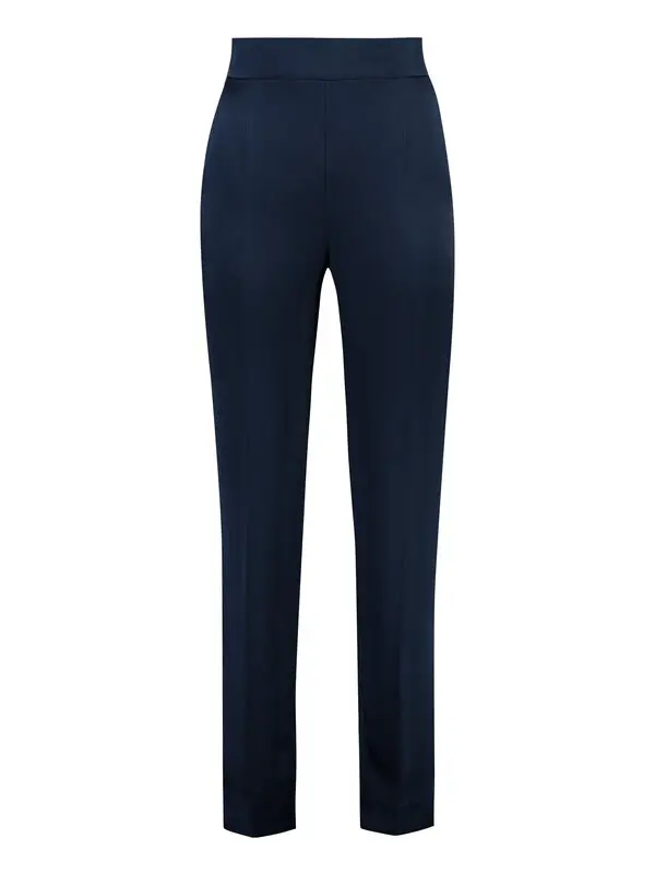 Max Mara Straight-leg Trousers With Side Slits - Blue