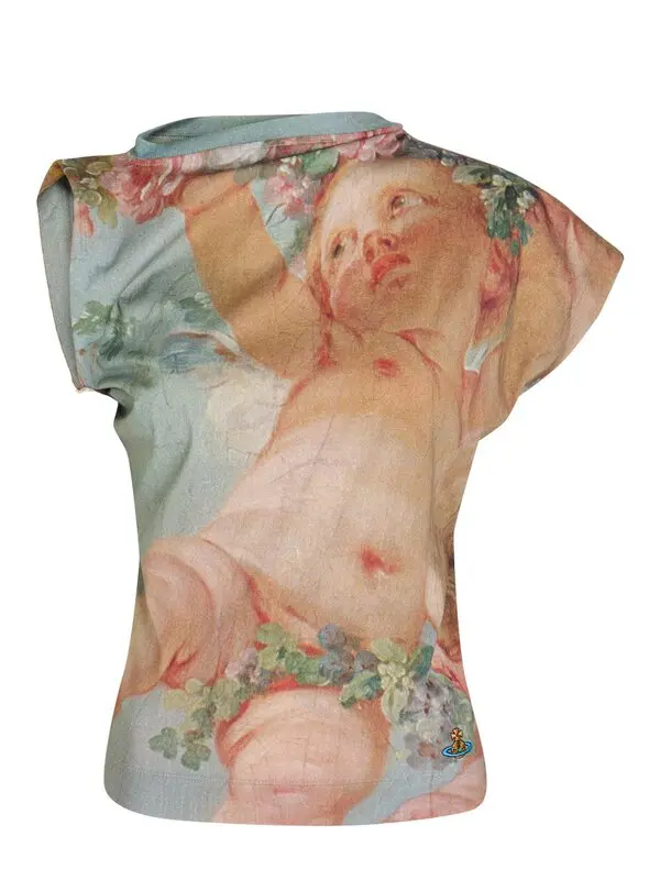 VIVIENNE WESTWOOD Asymmetric Printed Cotton Top - Multicoloured