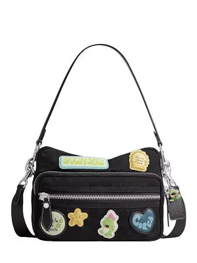 COACH X Brain Dead Dakota Crossbody Bag In Signature Nylon With Patches - Black