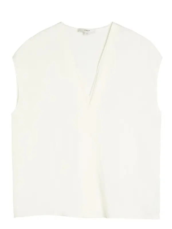 Vince Double-layered V-neck Silk-blend Top - Off White