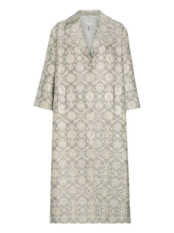 Huishan Zhang Floral Jacquard Cotton-blend Coat - Grey