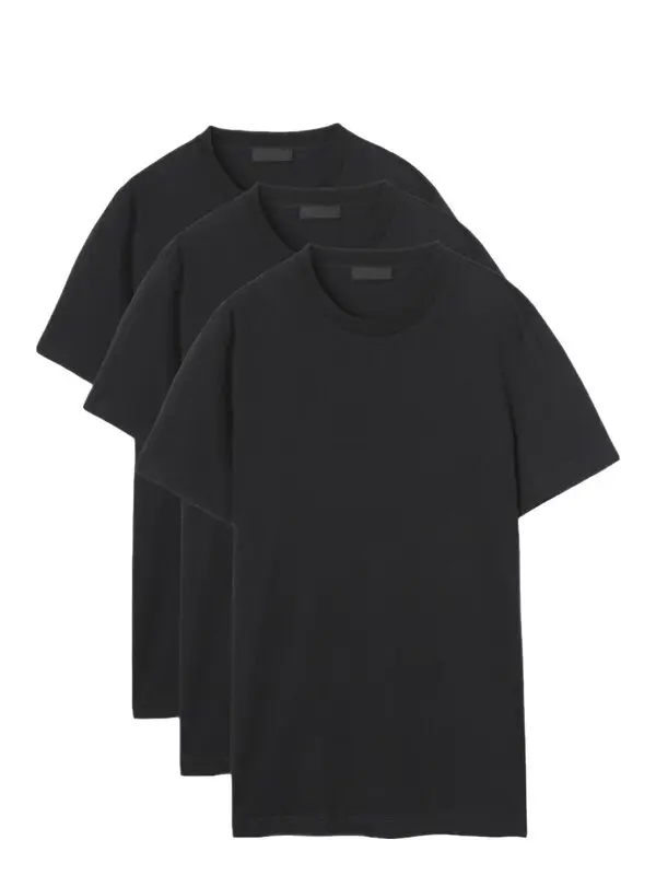 Prada Three-piece Cotton Knitted T-shirt - Black