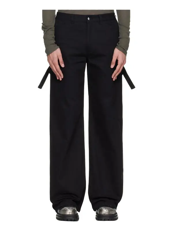 HELIOT EMIL Wide Leg Belt Loop Jeans - Black