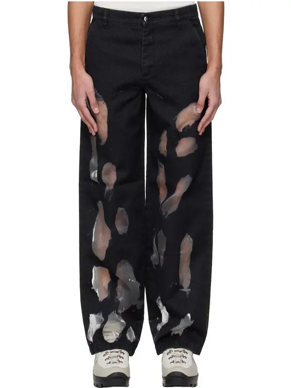 HELIOT EMIL Distressed Paneled Belt Loop Jeans - Black