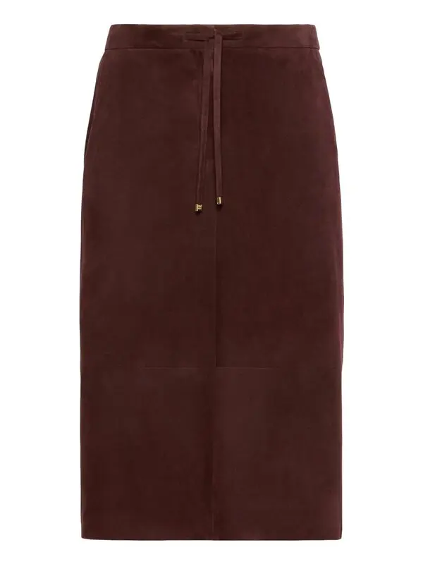Max Mara Suede Midi Skirt - Deep Red