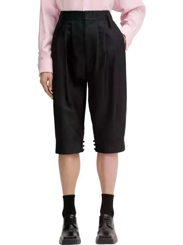 Kenzo Pleated Button-cuff Shorts - Black
