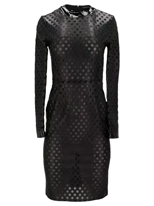 TOM FORD Perforated Long-sleeve Mini Dress - Black