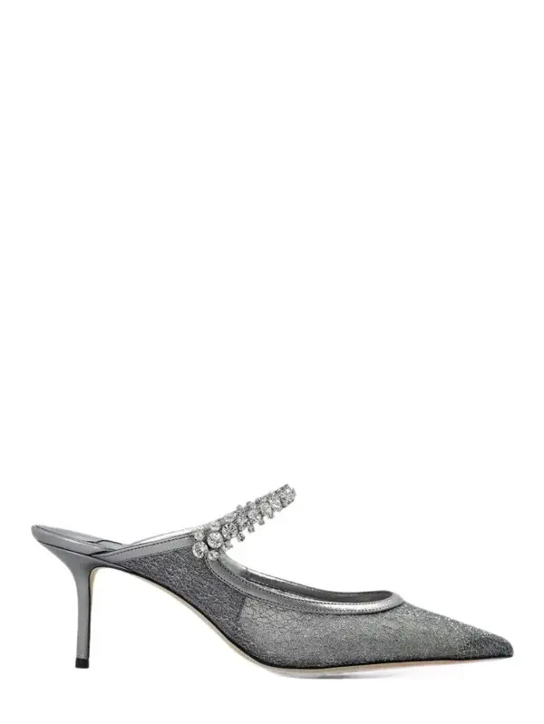 JIMMY CHOO Bing Crystal-embellished Mesh Mules - Silver