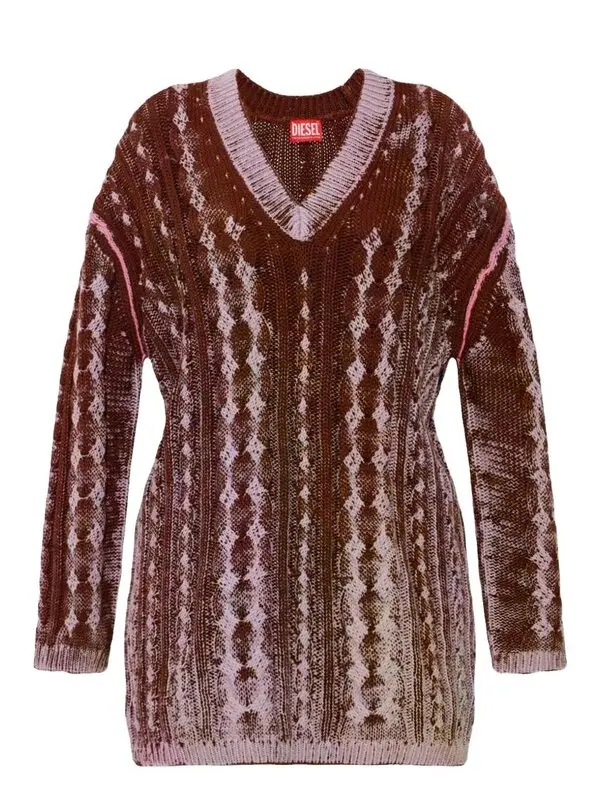 DIESEL® M-elga Cable-knit Diamond-pattern Sweater - Brown