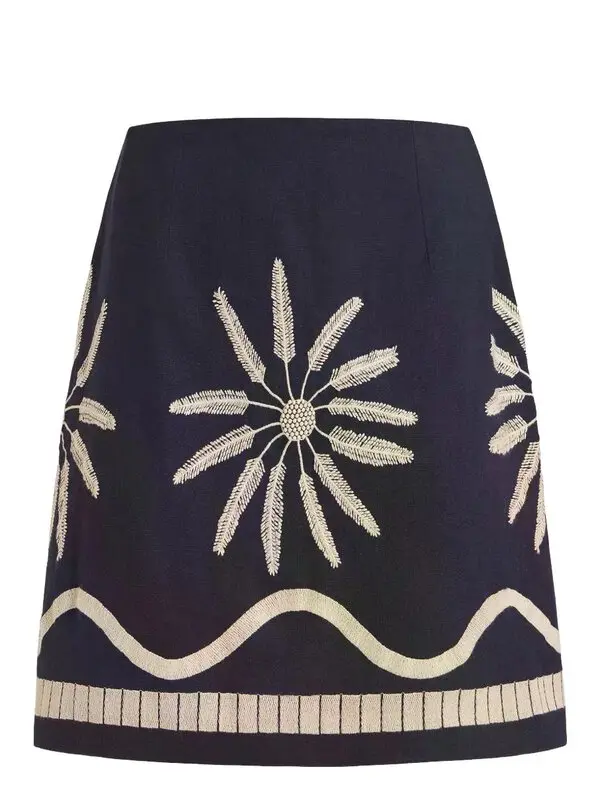 MARIE OLIVER Orlee Embroidered Cotton Skirt - Blue