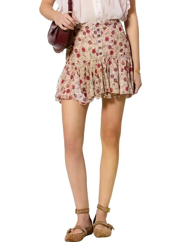 MARANT ETOILE Daneen Printed Cotton Voile Skirt - Neutrals