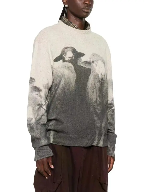 Moschino Sheep Print Crewneck Sweater - Neutrals