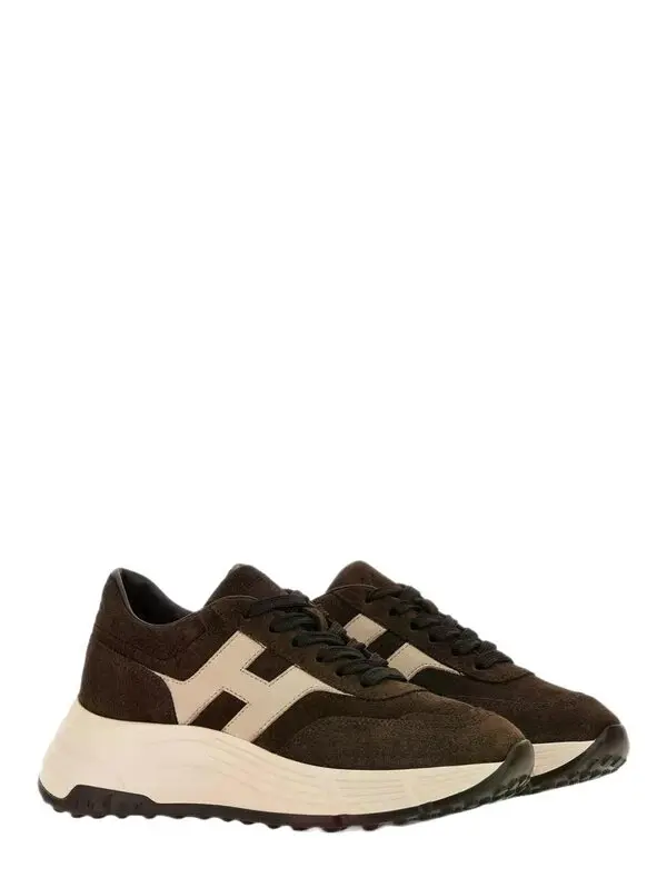 Hogan Hi-fi Suede Sneakers With Maxi Nubuck H - Brown