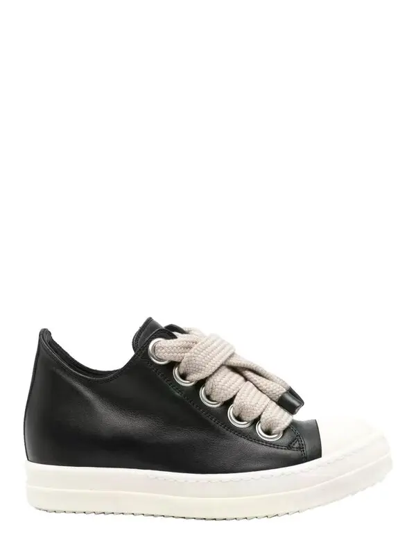 Rick Owens Oversized Lace Leather Sneakers - Black