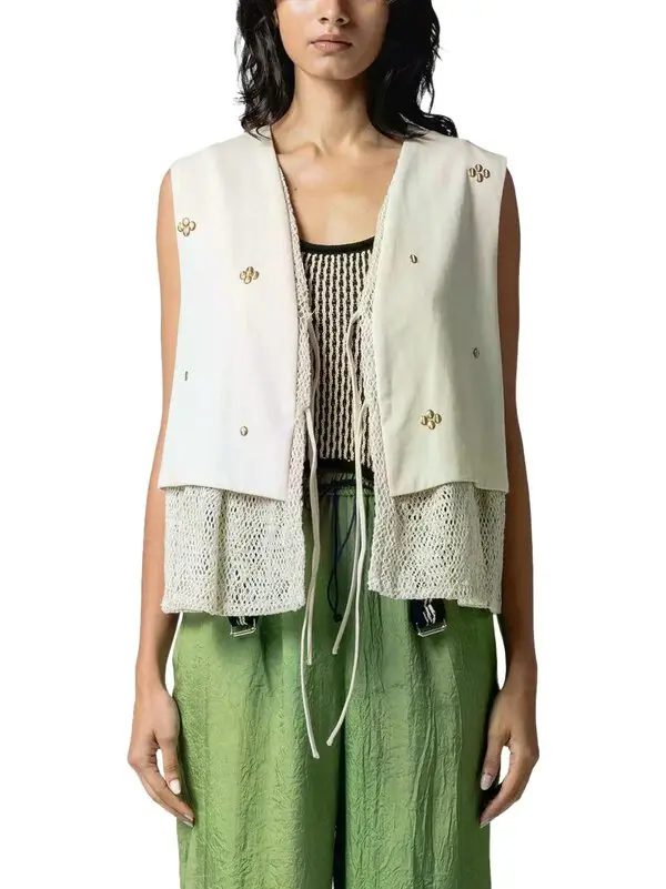 MULLER OF YOSHIOKUBO Layered Vest With Stud Embellishments - Neutrals