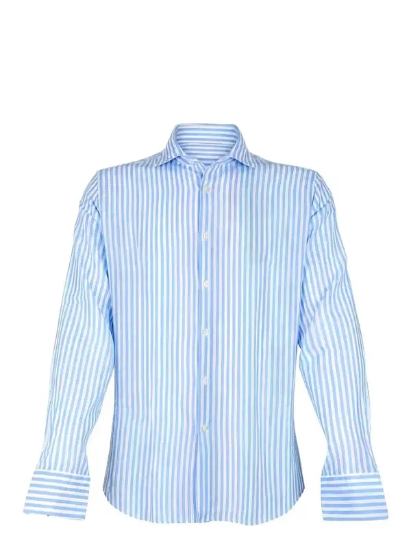 MANUEL RITZ Striped-print Long-sleeve Shirt - Blue