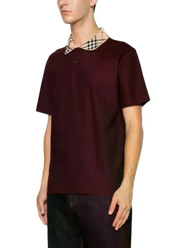 Burberry Check-collar Polo Shirt - Red