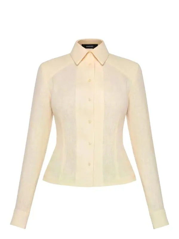 ANOUKI Button-down Long-sleeve Shirt - Neutrals