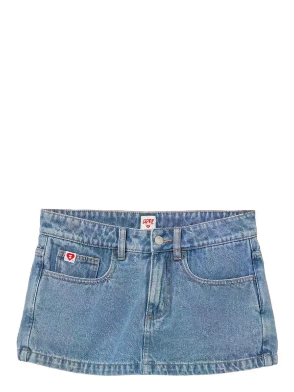 AAPE BY *A BATHING APE Apee™ A Bathing Ape® Logo-patched Denim Shorts - Blue