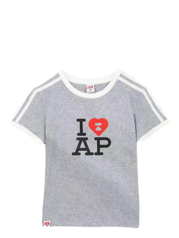 AAPE BY *A BATHING APE Apee™ A Bathing Ape® Melange Effect Logo Print T-shirt - Grey