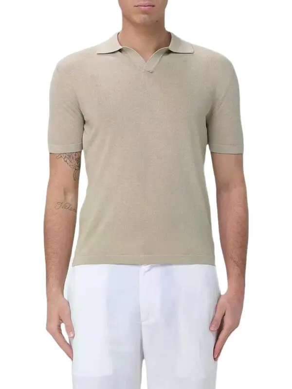 BROOKSFIELD V-neck Cotton T-shirt - Neutrals