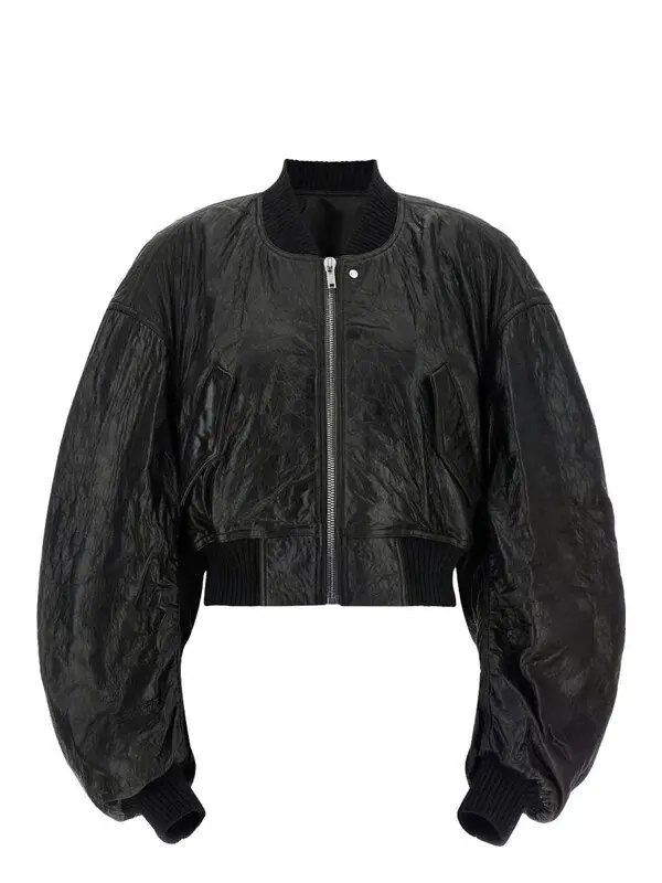 Rick Owens Cropped Flight Bomber Jacket - Black