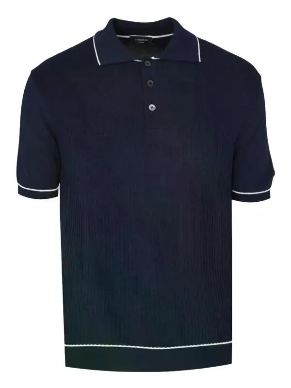 TOMBOLINI Ribbed-knit Tipped Polo Shirt - Blue