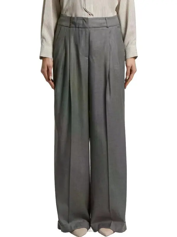 Peserico Pleated Twill Trousers - Grey