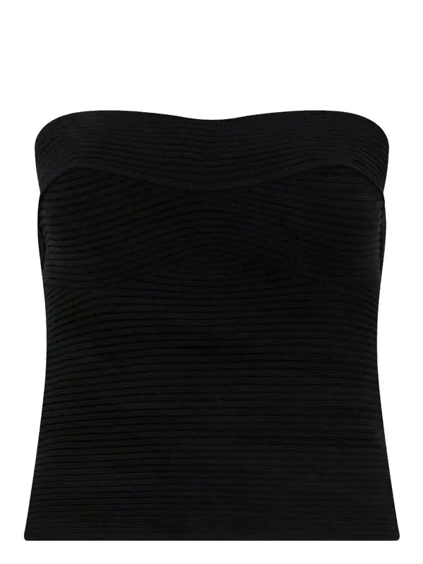 Alberta Ferretti Ribbed Knit Tube Top - Black