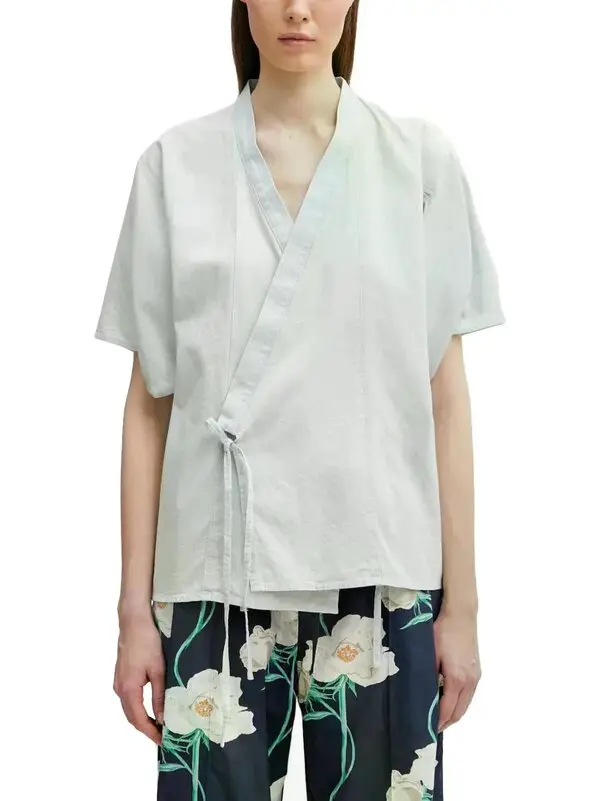 Kenzo Wrap-style Short-sleeve Top - Blue