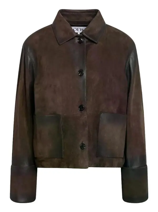 Loewe Suede Turn-up Jacket - Brown