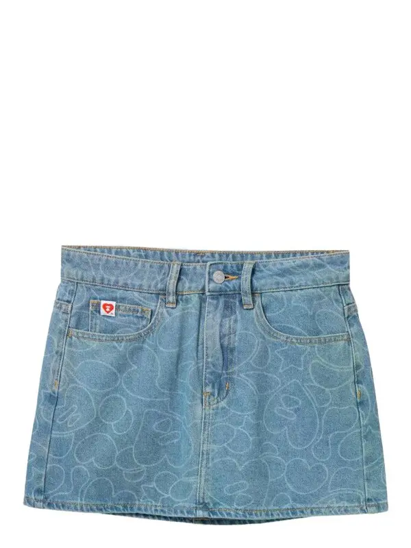 AAPE BY *A BATHING APE Apee™ A Bathing Ape® Graphic Print Denim Skirt - Blue