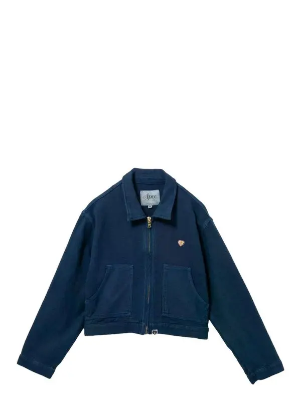 AAPE BY *A BATHING APE Apee™ A Bathing Ape® Navy Cropped Logo Patch Jacket - Blue
