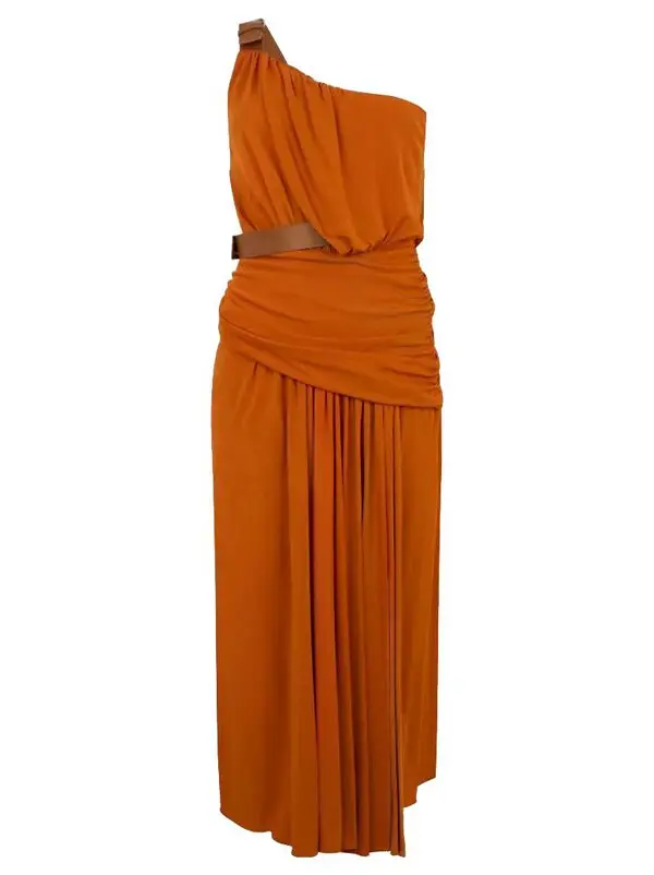 Alberta Ferretti One-shoulder Midi Dress - Orange