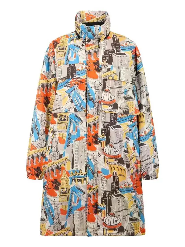Moschino Graphic Print High-neck Jacket - Neutrals