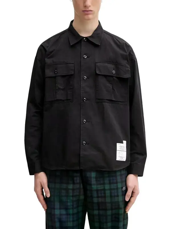 NEIGHBORHOOD Logo-patch Flap-pocket Shirt - Black
