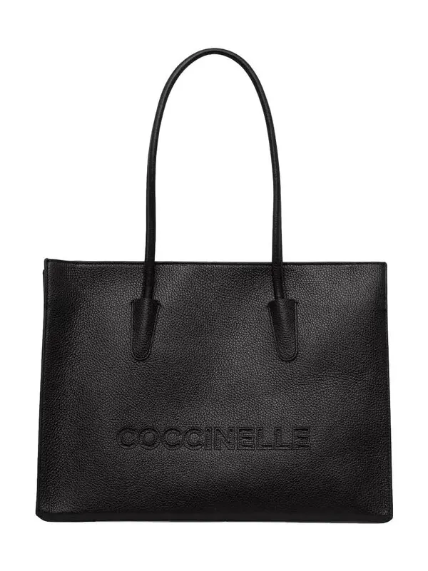 COCCINELLE Grained Leather Tote Bag - Black