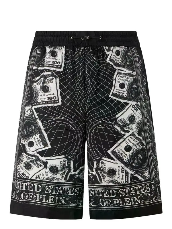 Philipp Plein Skull Dollar-print Shorts - Black